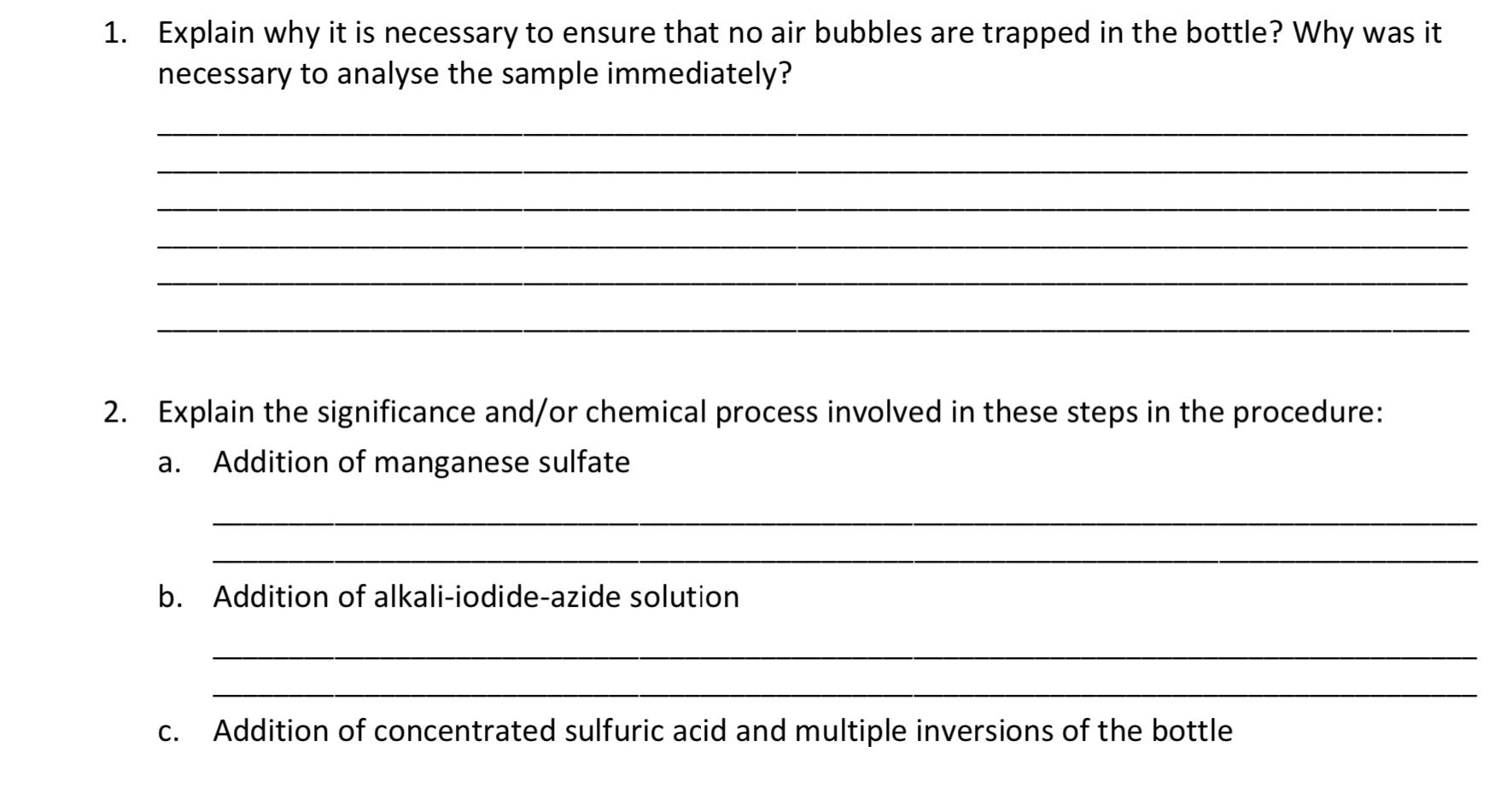 Solved Dissolved Oxygen Content of Water: Winkler Method The | Chegg.com