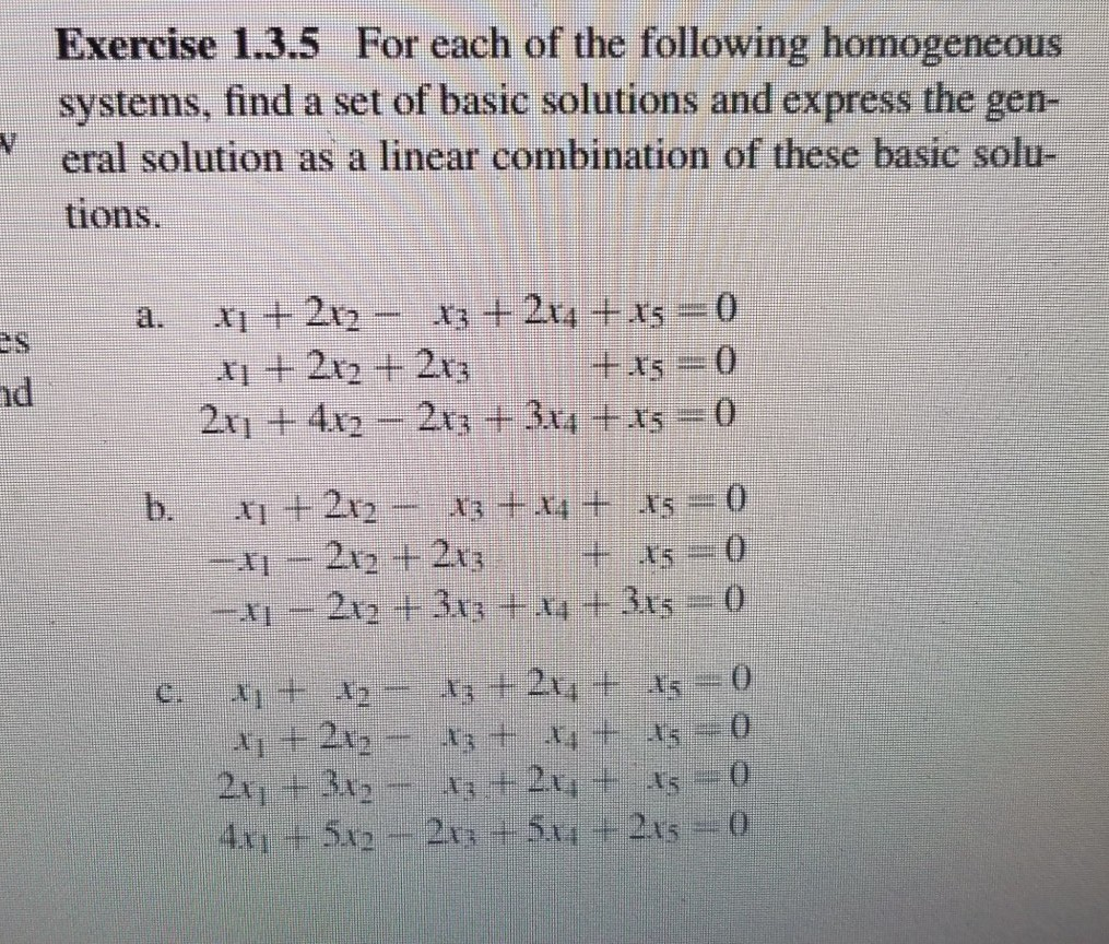Solved Exercise 1.3.5 For each of the following homogeneous | Chegg.com