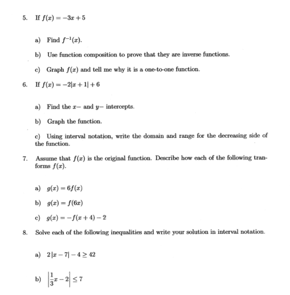 Solved If f(x)=-3x+5a) ﻿Find f-1(x).b) ﻿Use function | Chegg.com