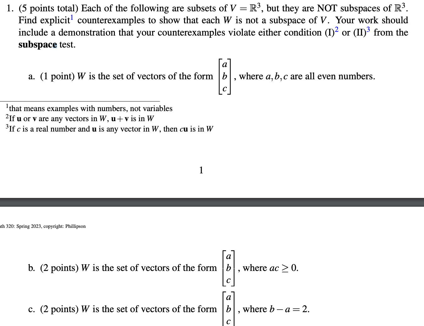 Solved 1. (5 points total) Each of the following are subsets | Chegg.com