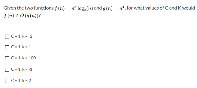 Solved Given the two functions f (n) = nº log (n) and g(n) = | Chegg.com