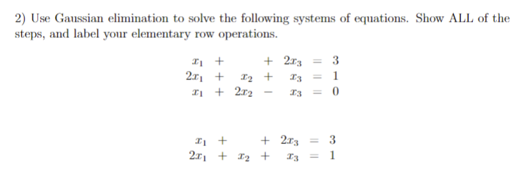 Solved 1) Each matrix below represents the RREF form of an | Chegg.com
