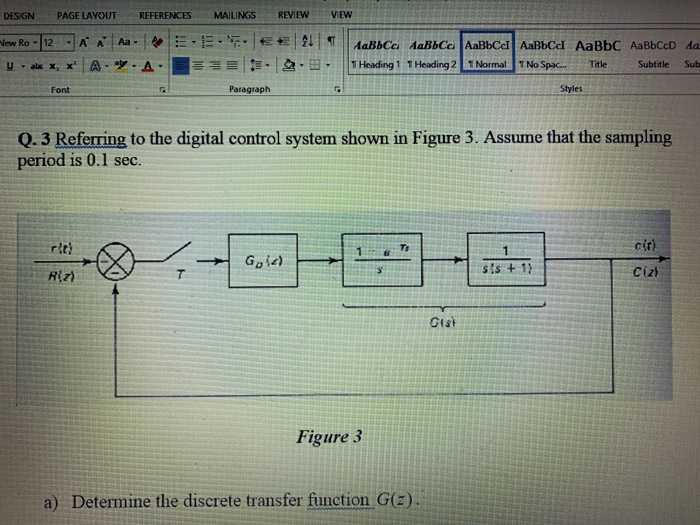Q. 3 Referring to the digital control system shown in | Chegg.com