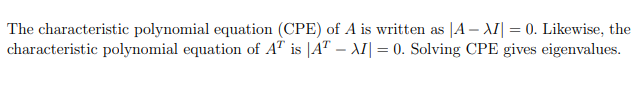 Solved The characteristic polynomial equation (CPE) of A is | Chegg.com