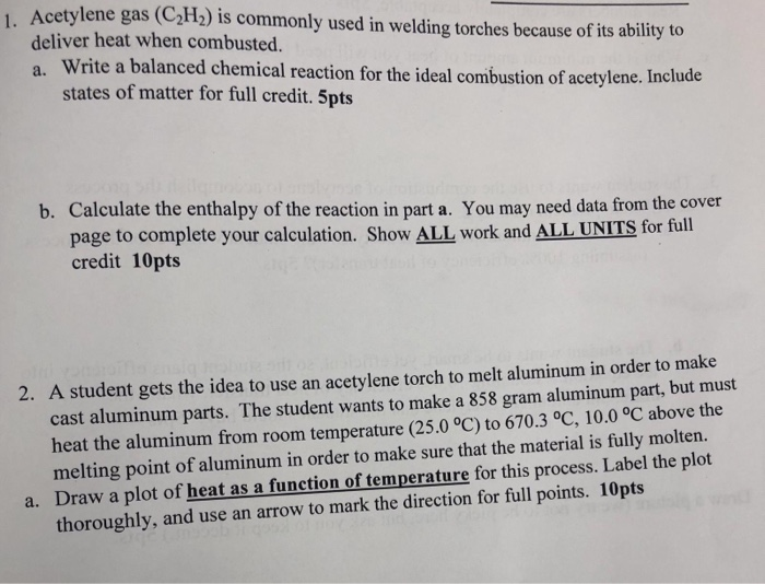 Balanced Chemical Equation For The Complete Combustion Of Acetylene Gas ...