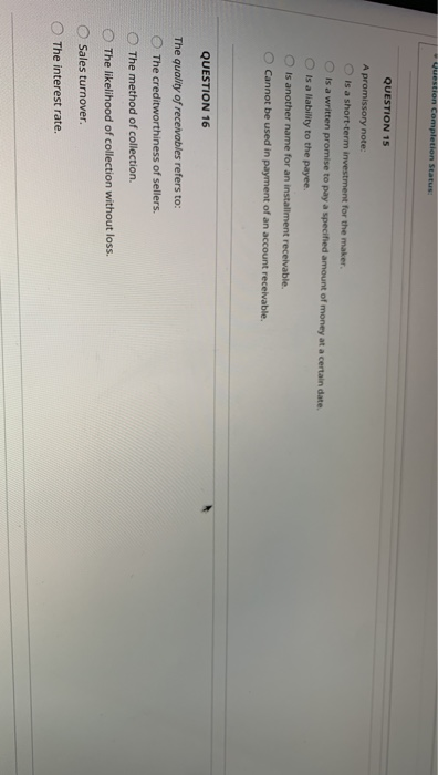 Solved -Question Completion Status: QUESTION 15 A promissory | Chegg.com