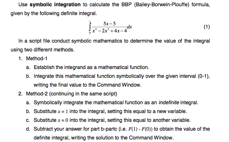Solved Use symbolic integration to calculate the BBP | Chegg.com