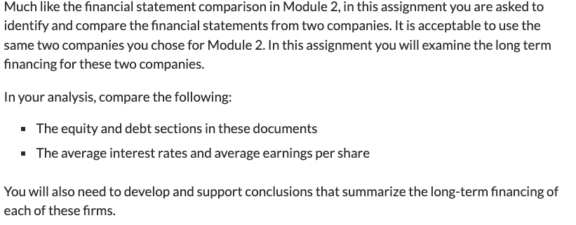 Solved Much like the financial statement comparison in | Chegg.com