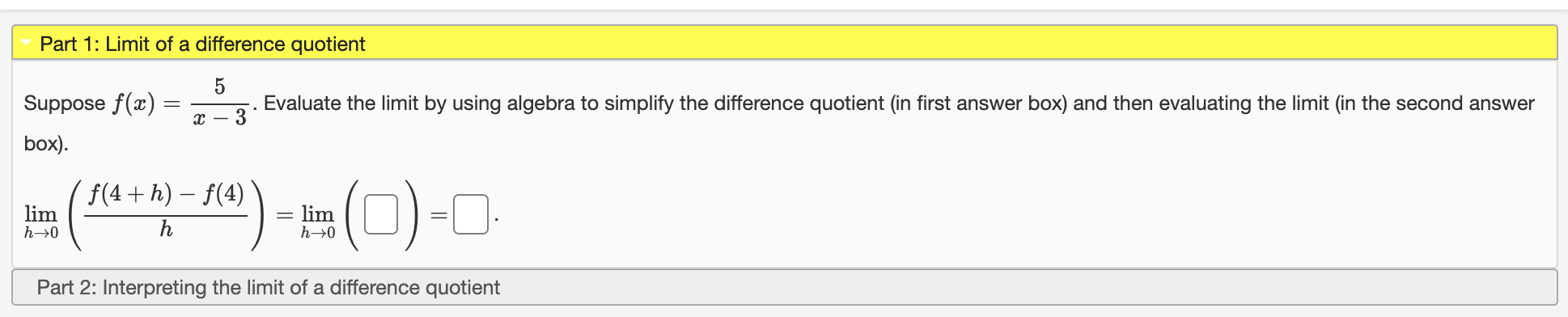 Solved Part 1: Limit of a difference quotient 5 Suppose f(a) | Chegg.com