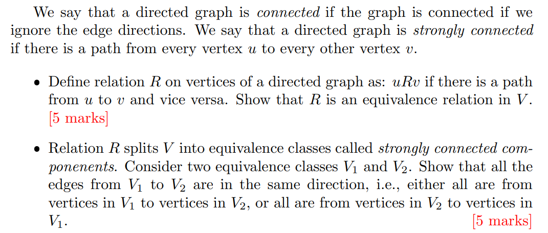 Solved We Say That A Directed Graph Is Connected If The