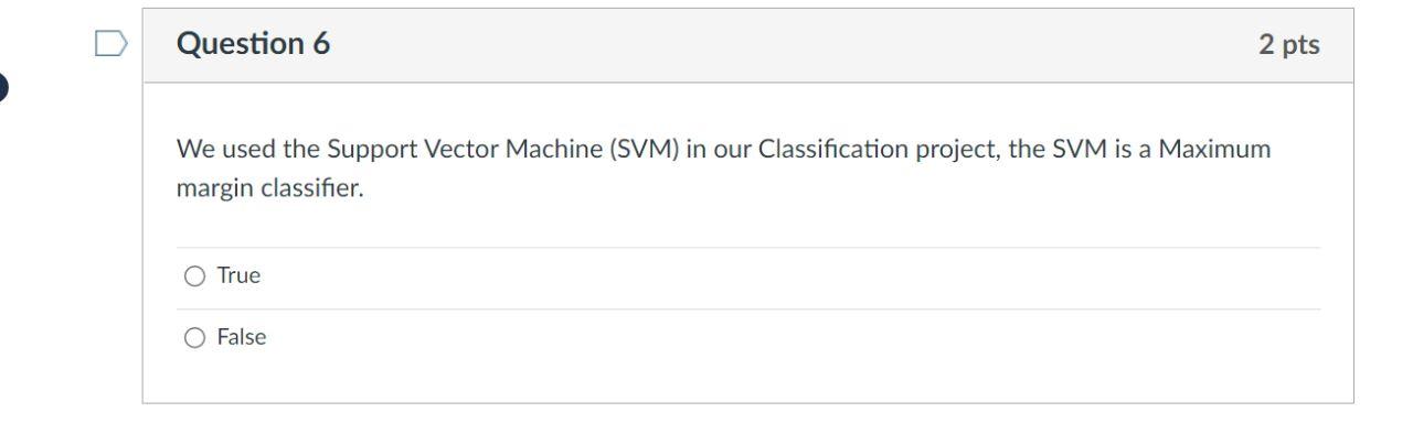 Solved We used the Support Vector Machine (SVM) in our | Chegg.com