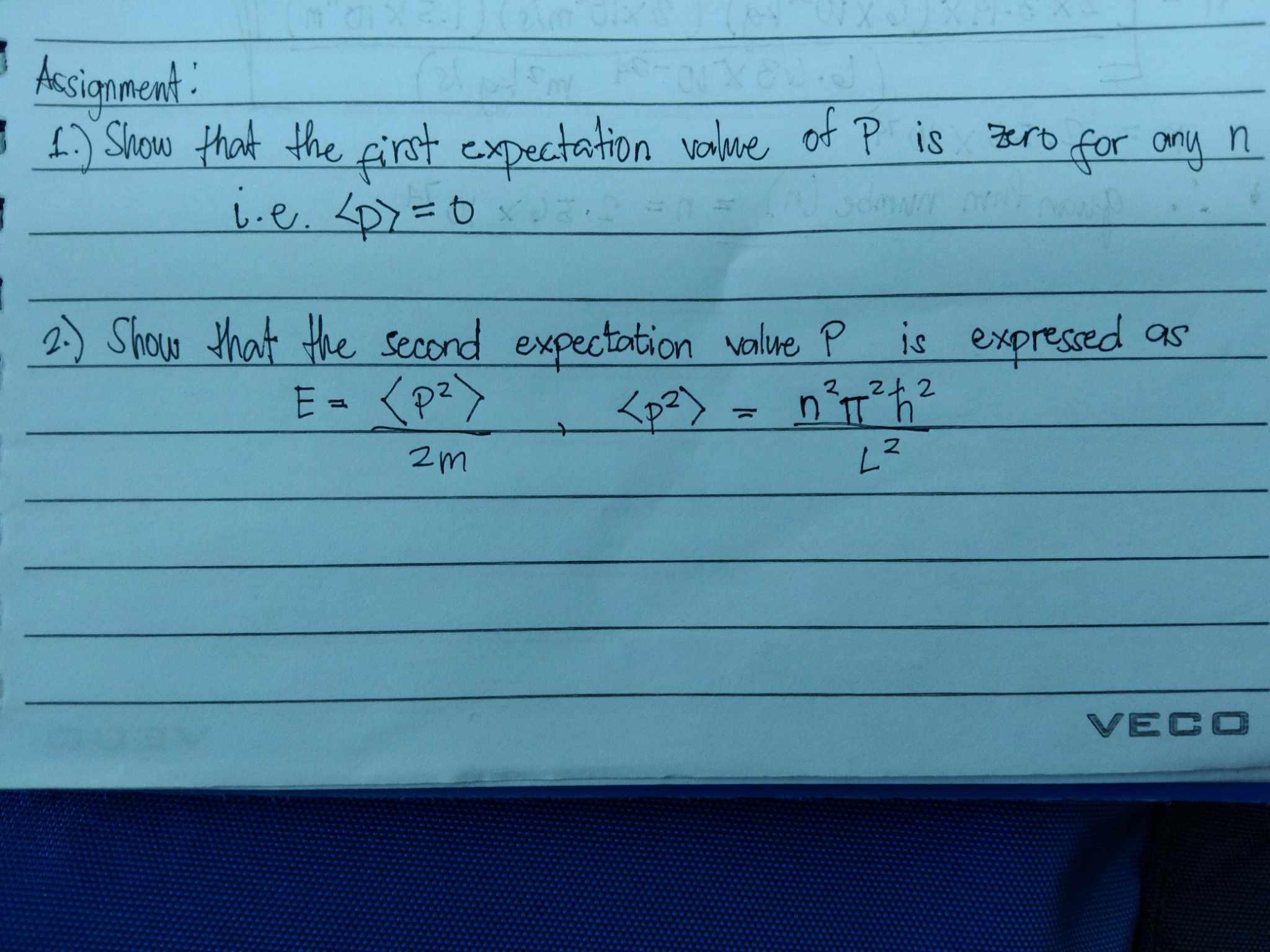 Solved Sha 1 Show That The First Expectation Value Of P Is