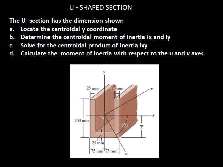 Solved U-SHAPED SECTION The U-section has the dimension | Chegg.com