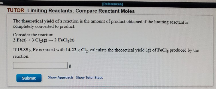 Solved s References] TUTOR Limiting Reactants: Compare | Chegg.com