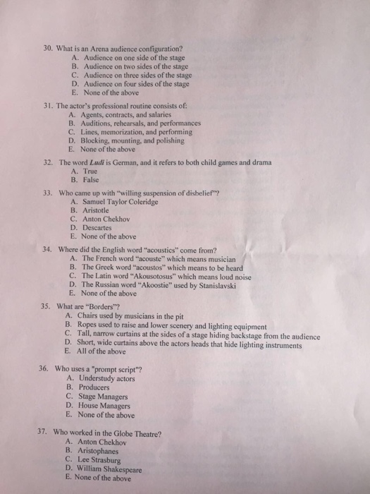 Solved 30. What is an Arena audience configuration? A. | Chegg.com