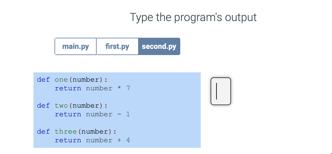 Solved Type the program's output main.py first.py second.py | Chegg.com