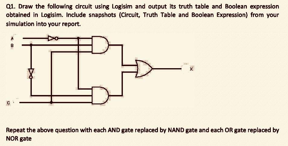 Solved Q1. Draw the following circuit using Logisim and | Chegg.com