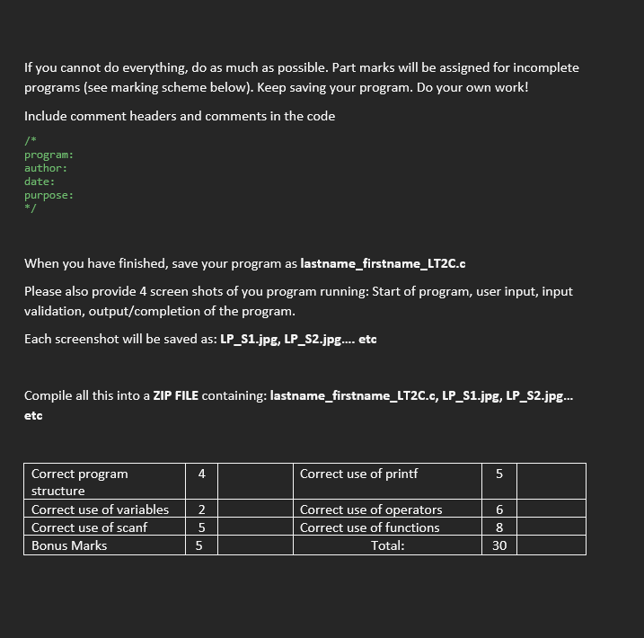 PRG155 – Programming Fundamentals Using C Lab Project | Chegg.com