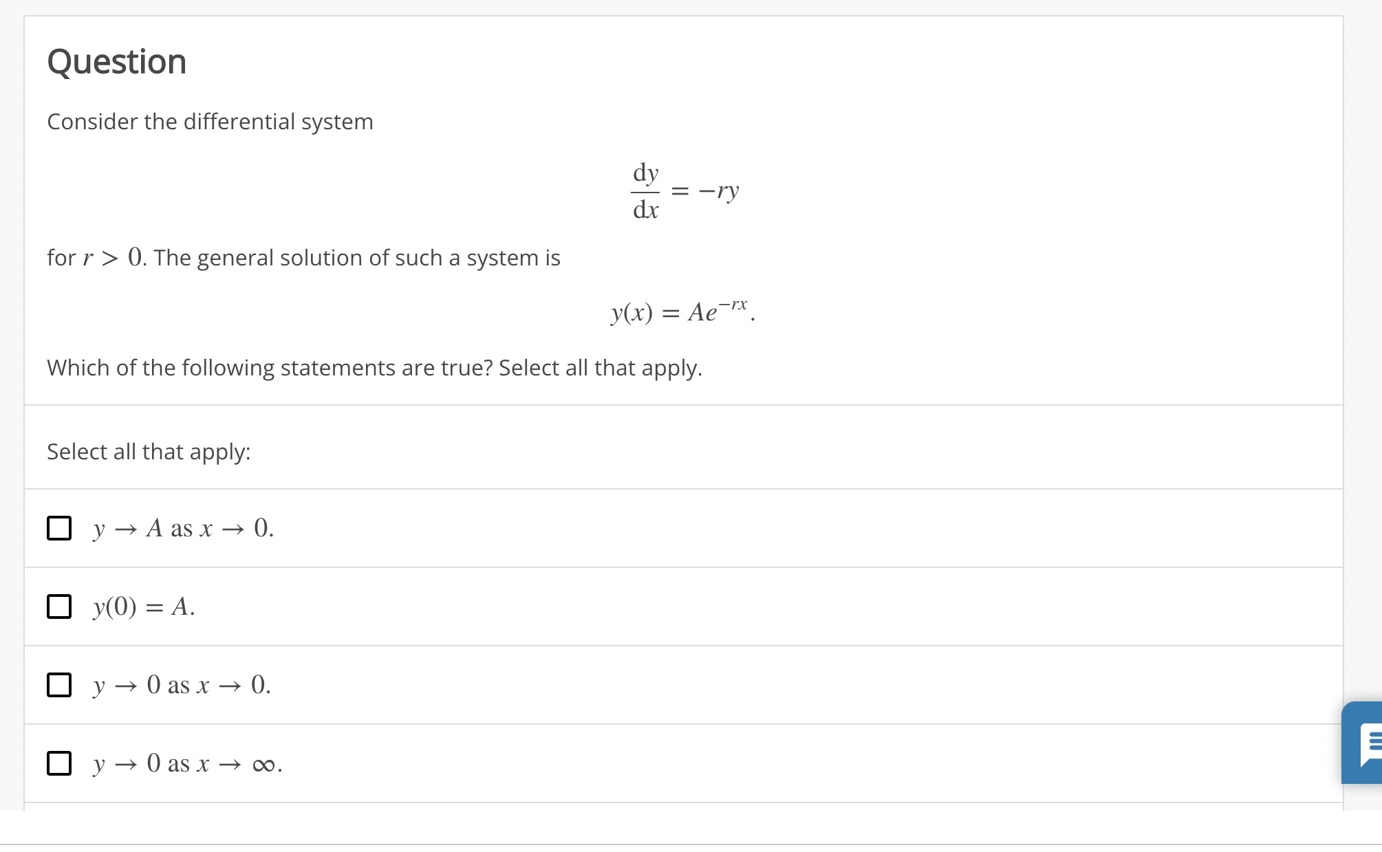 Solved Consider the differential system dxdy=−ry for r>0. | Chegg.com