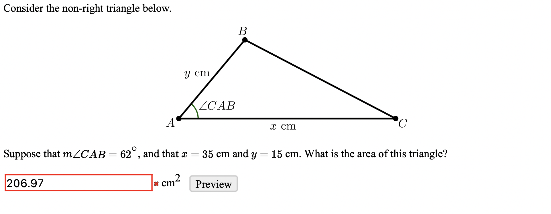 Solved Consider the non-right triangle below. Suppose that | Chegg.com