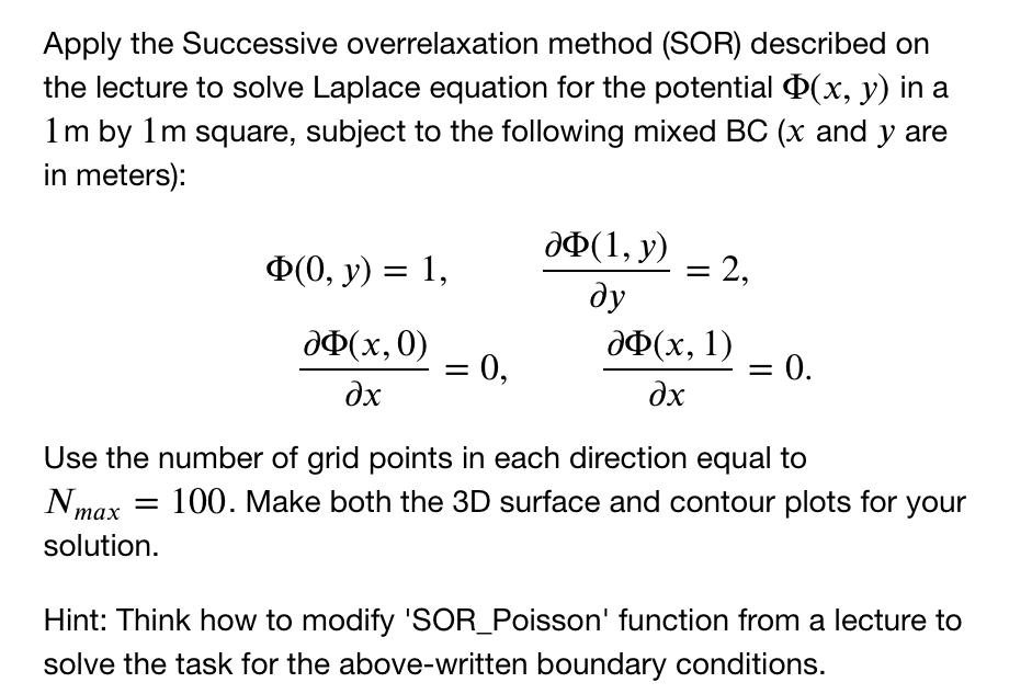 Apply the Successive overrelaxation method (SOR) | Chegg.com