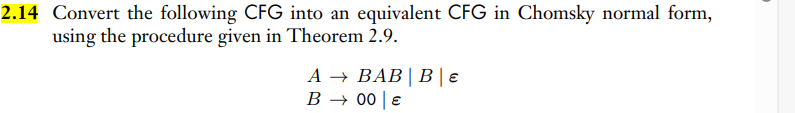 Solved .14 Convert the following CFG into an equivalent CFG | Chegg.com