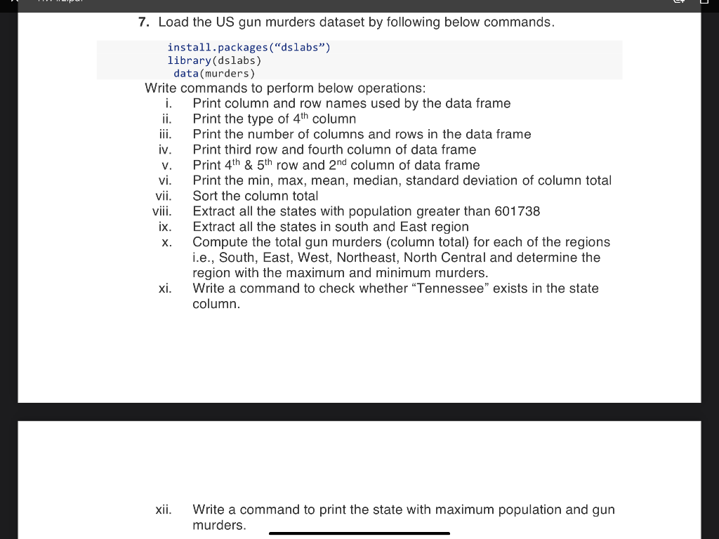 Solved 7. Load the US gun murders dataset by following below | Chegg.com
