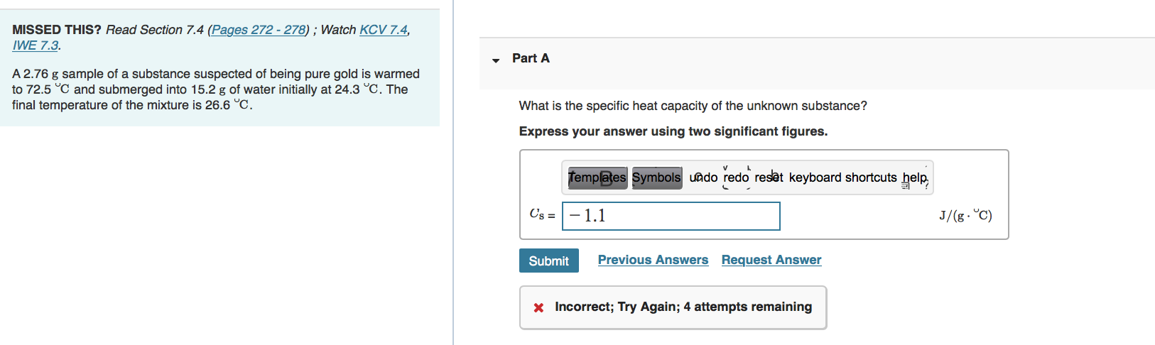 Solved MISSED THIS? Read Section 7.4 (Pages 272 - 278); | Chegg.com