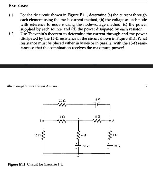 Solved Exercises For the de circuit shown in Figure E1.1, | Chegg.com