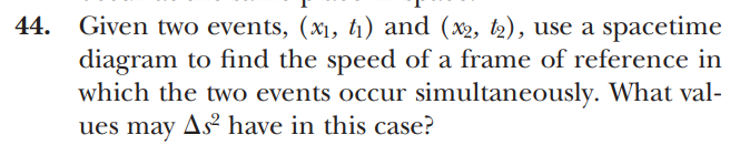 Solved 44. Given two events, (x1,t1) and (x2,t2), use a | Chegg.com