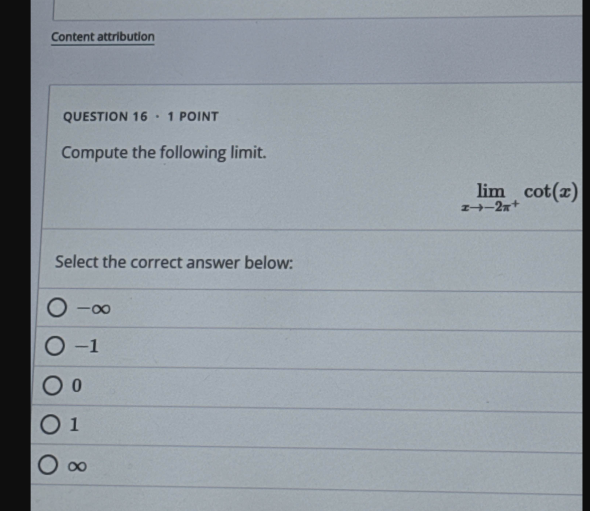 Solved Content attributionQUESTION 16 - 1 ﻿POINTCompute the | Chegg.com