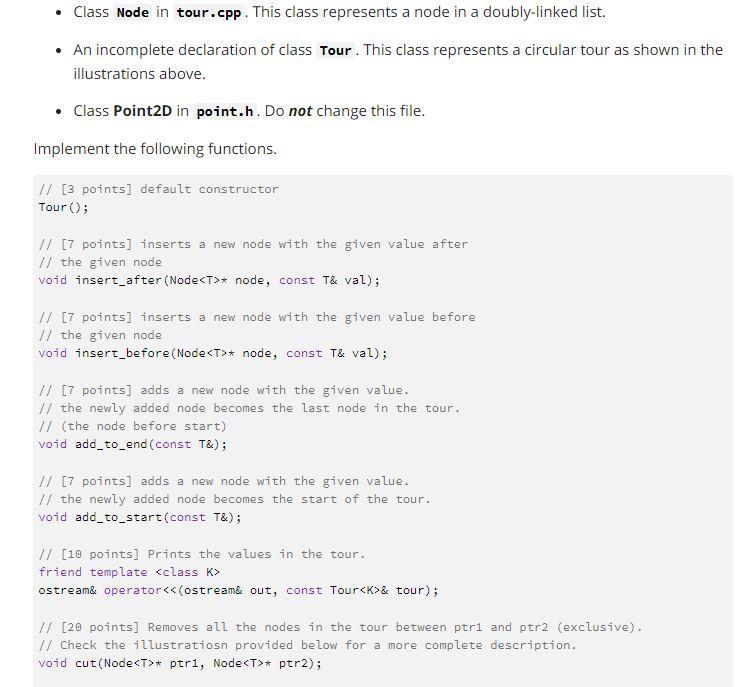 Class Tour start start start start Implementing Class | Chegg.com