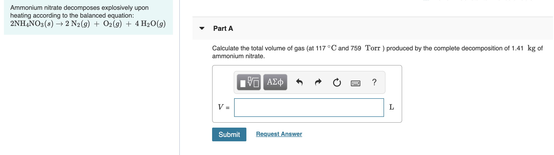 Solved Ammonium nitrate decomposes explosively upon heating | Chegg.com