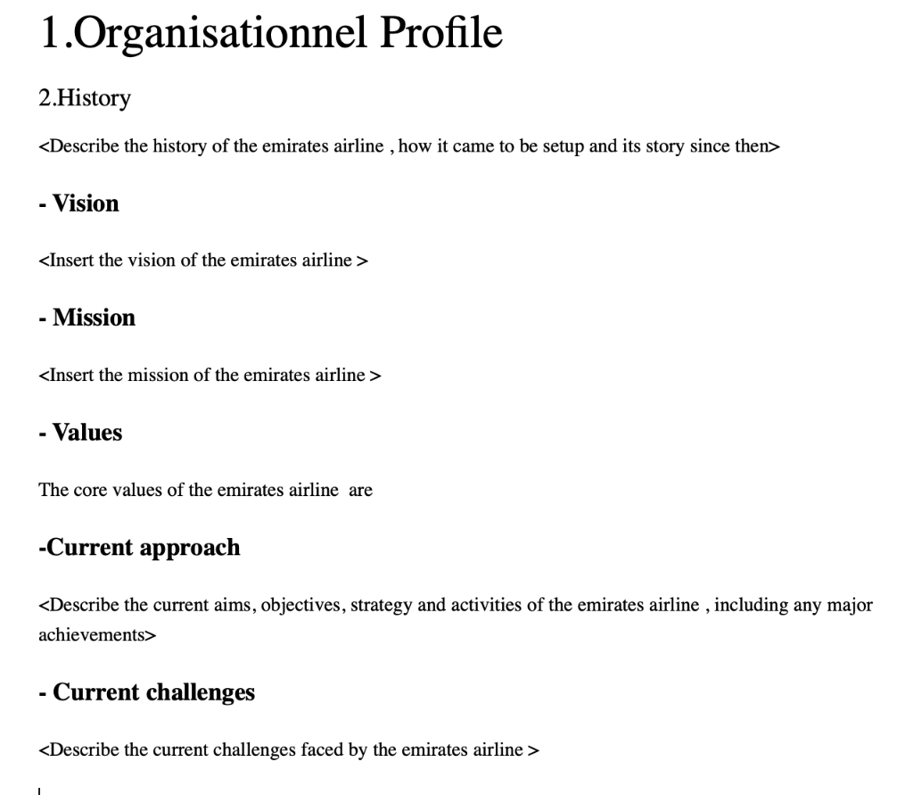 Solved 1.Organisationnel Profile 2.History - Vision - | Chegg.com