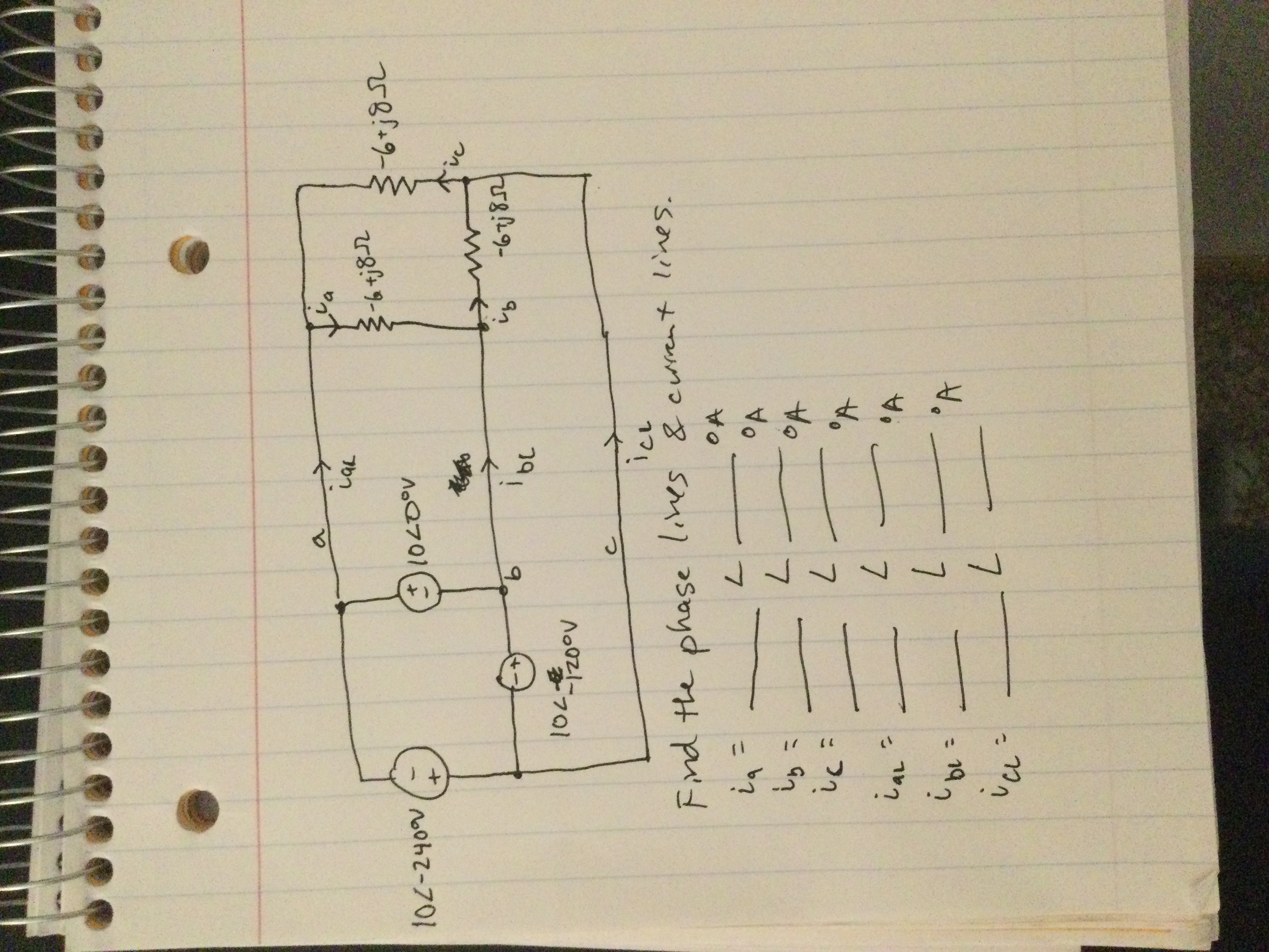 Solved Find the phase lines \& current lines. ibl= iCl= | Chegg.com