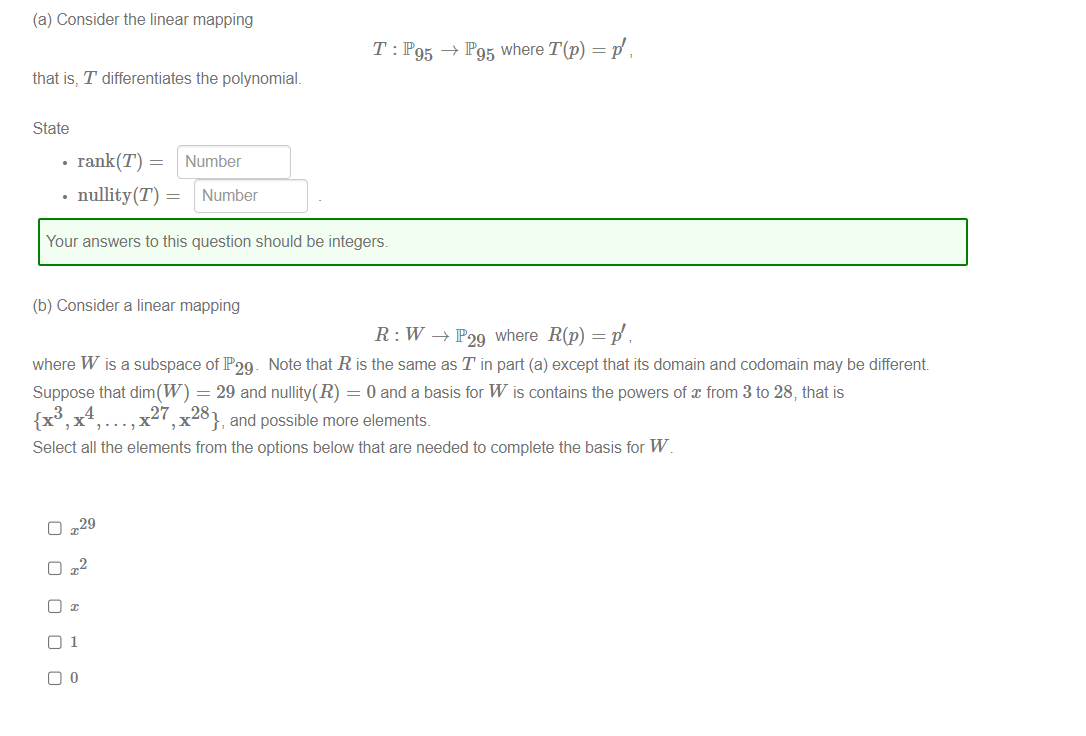 Solved (a) Consider the linear mapping T:P95→P95 where | Chegg.com