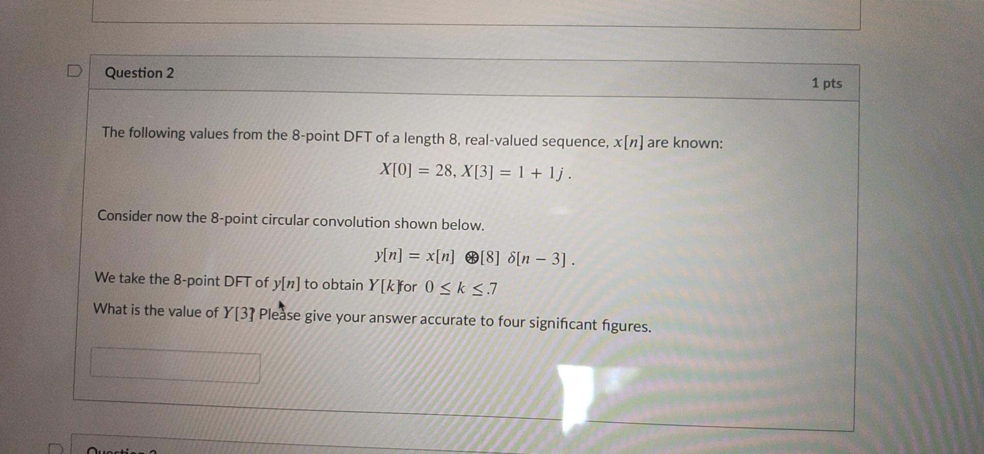 Solved Question 2 1 pts The following values from the | Chegg.com