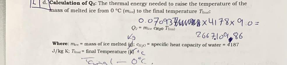 Solved Calculation of Q2 : The thermal energy needed to | Chegg.com