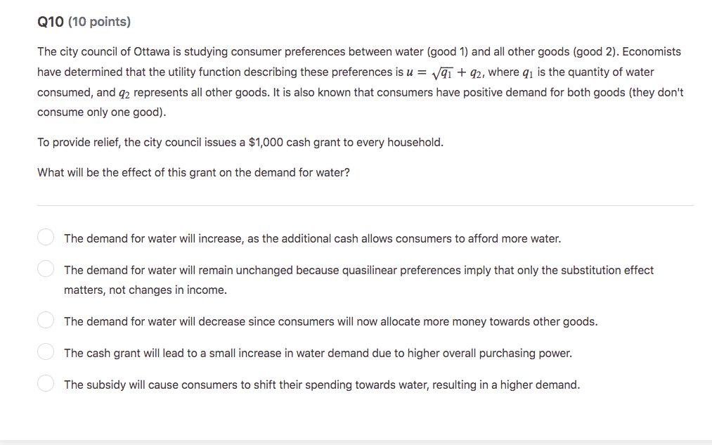 Solved Q10 (10 ﻿points)The city council of Ottawa is | Chegg.com