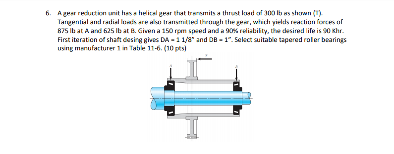 Solved 6. A gear reduction unit has a helical gear that | Chegg.com