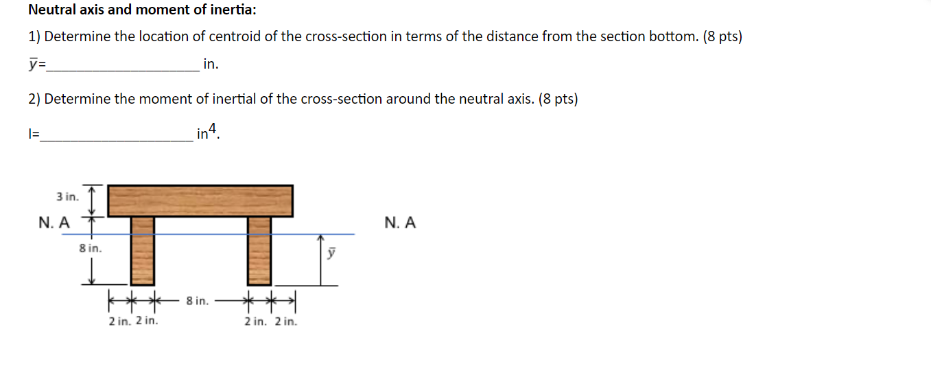 Solved Neutral axis and moment of inertia: 1) Determine the | Chegg.com