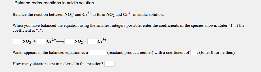 Solved Balance redox reactions in acidic solution. Balance | Chegg.com