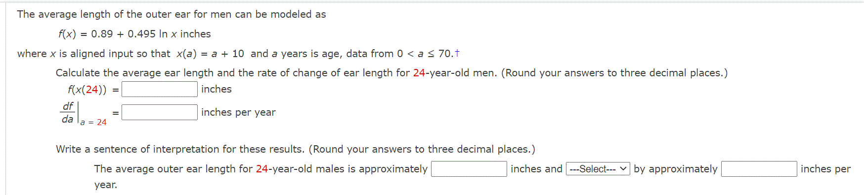 Solved The average length of the outer ear for men can be | Chegg.com