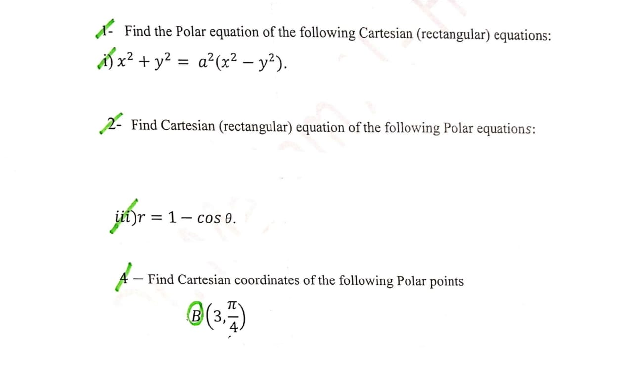 Solved 1. Find the Polar equation of the following Cartesian | Chegg.com