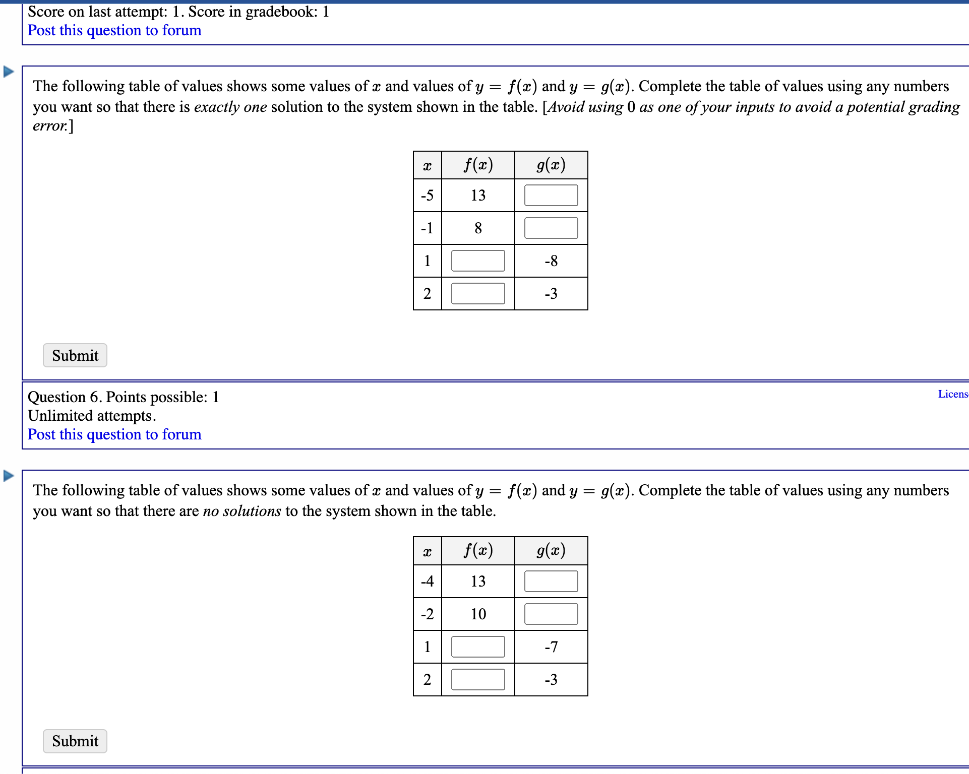 Solved Score on last attempt: 1 . Score in gradebook: 1 Post | Chegg.com