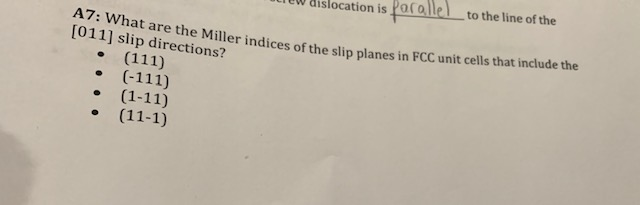 Solved miller indices of the slip planes in FCC unit cells | Chegg.com