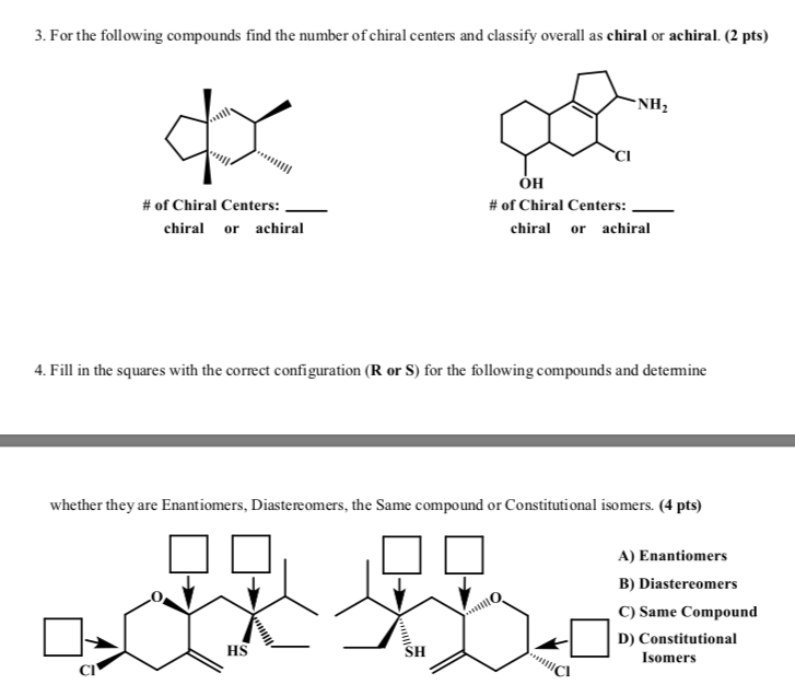 Solved 3. For the following compounds find the number of | Chegg.com