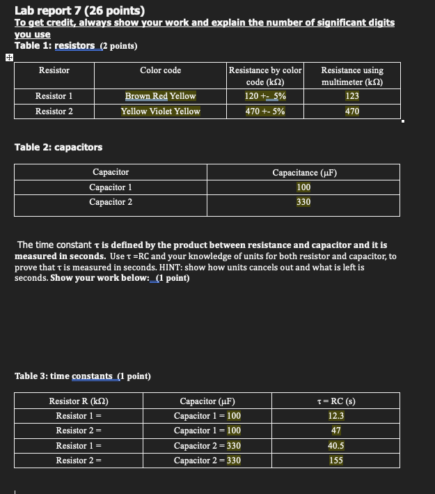 Solved Lab report 7 (26 points) To get credit, always show | Chegg.com