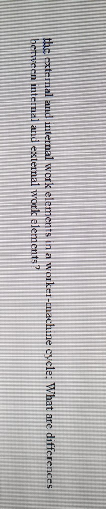 Solved the external and internal work elements in a | Chegg.com