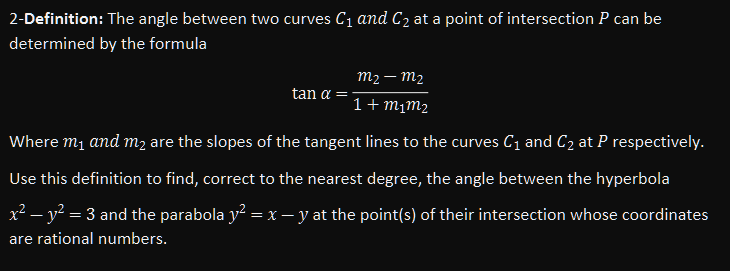 Solved 2-Definition: The angle between two curves C1 and C2 | Chegg.com